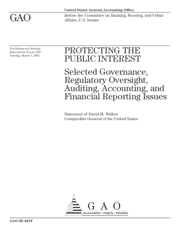 (PDF) PROTECTING THE PUBLIC INTEREST Selected Governance, Regulatory ...
