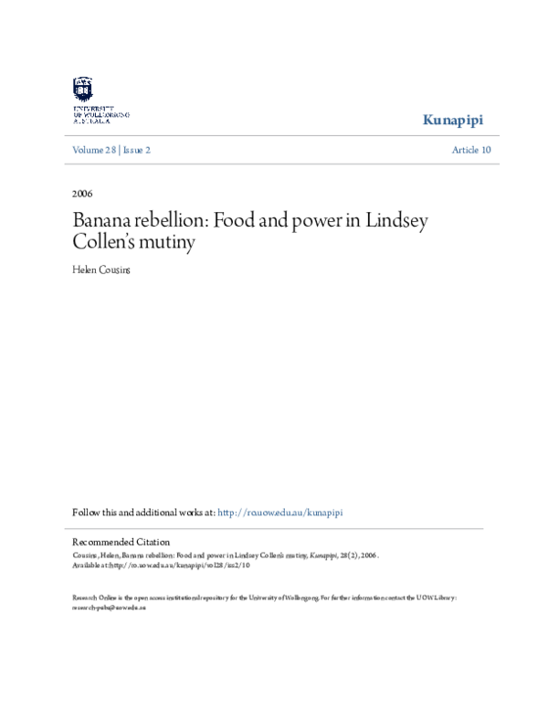 (PDF) Banana rebellion: Food and power in Lindsey Collen’s mutiny