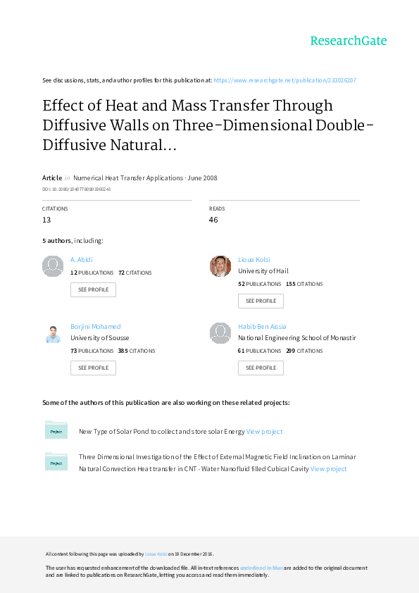 (PDF) Effect of Heat and Mass Transfer Through Diffusive Walls on Three ...