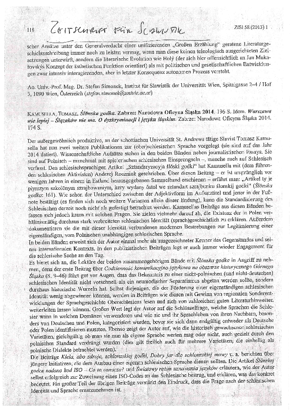 (PDF) review of Ślōnska godka [The Silesian Language] (NOS 2014)