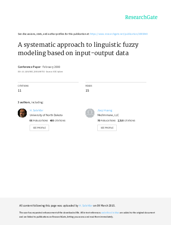 Pdf A Systematic Approach To Linguistic Fuzzy Modeling Based On Input Output Data