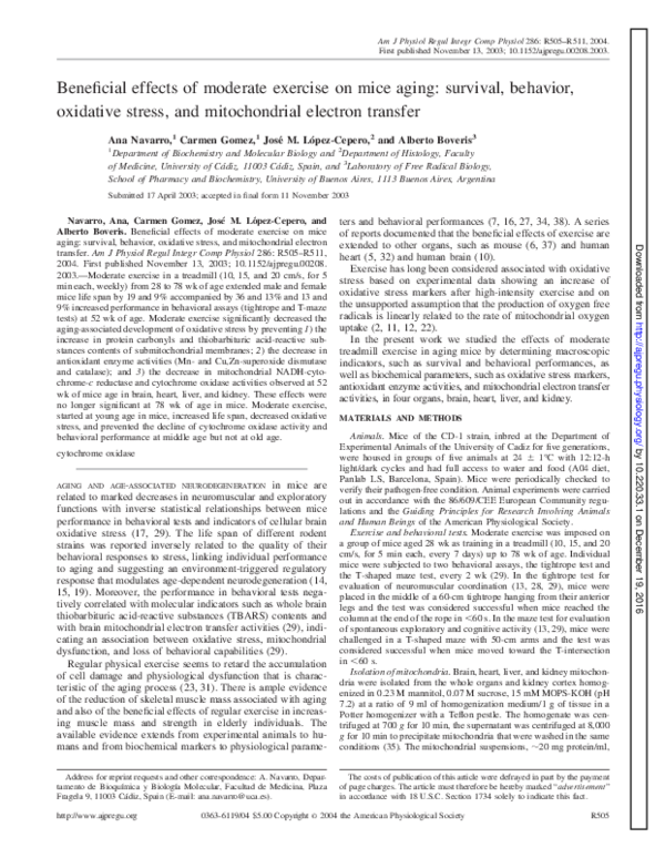 (PDF) Beneficial effects of moderate exercise on mice aging: survival ...