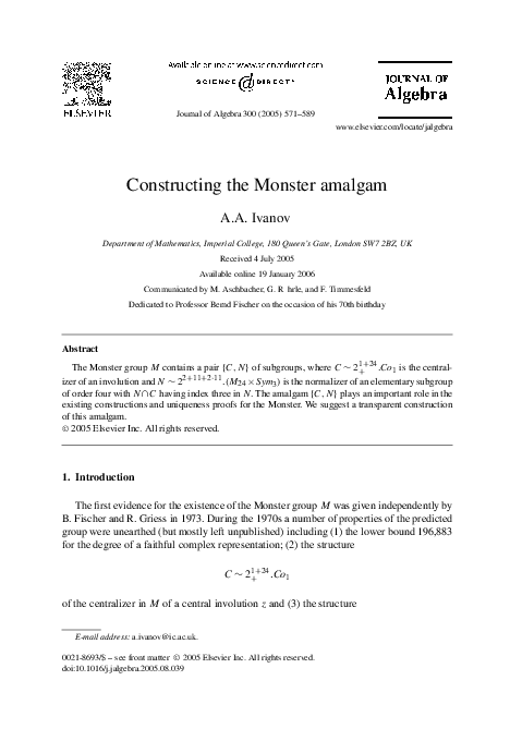 (PDF) Constructing the Monster amalgam