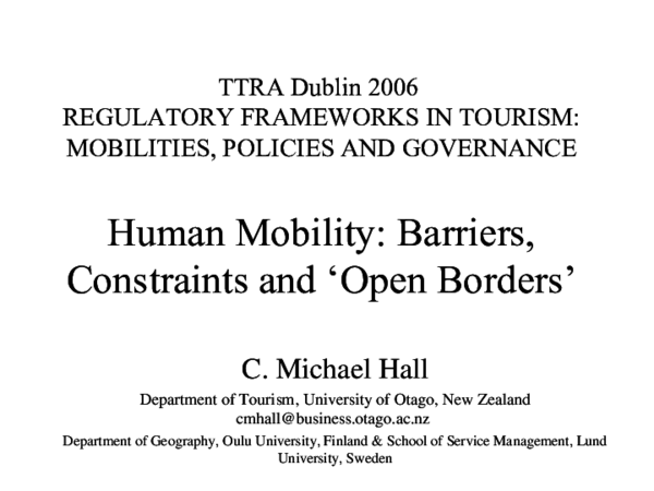 (PPT) Human Mobility: Barriers, Constraints and ‘Open Borders’