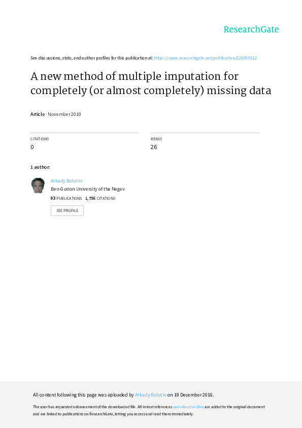 (PDF) A new method of multiple imputation for completely (or almost ...