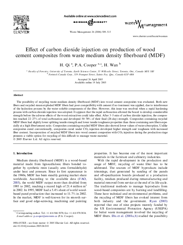 (PDF) Effect of carbon dioxide injection on production of wood cement ...
