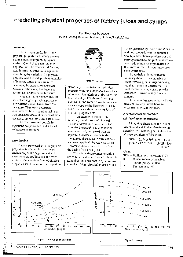 (PDF) Predicting Physical Properties of Factory Juices and Syrups