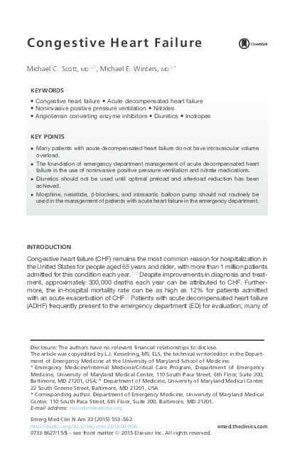 (PDF) Congestive Heart Failure 2015 Emergency Medicine Clinics of North ...