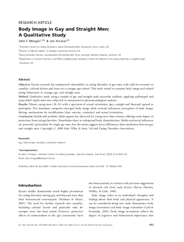 (PDF) Body image in gay and straight men: A qualitative study