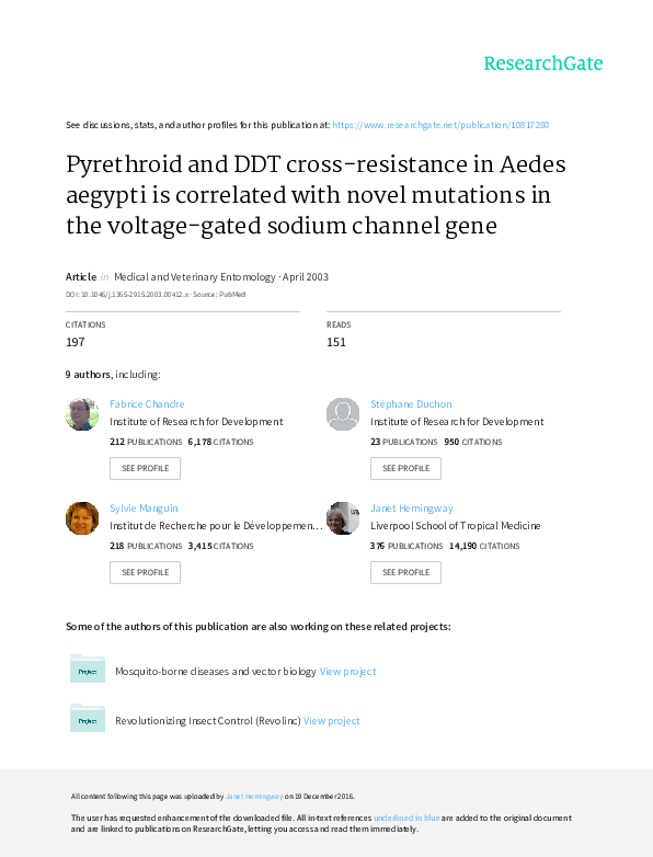 (PDF) Two novel mutations in the voltage-gated sodium channel associated with knockdown ...