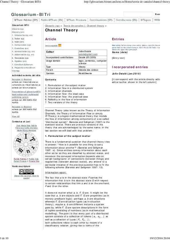 (PDF) Channel Theory