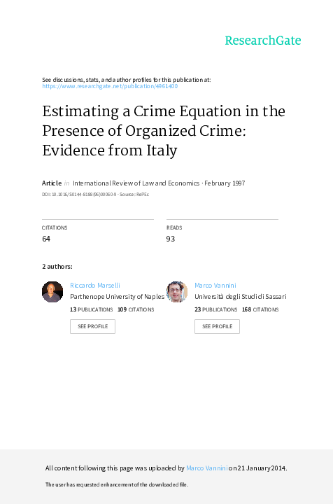 (PDF) Estimating a Crime Equation in the Presence of Organized Crime ...