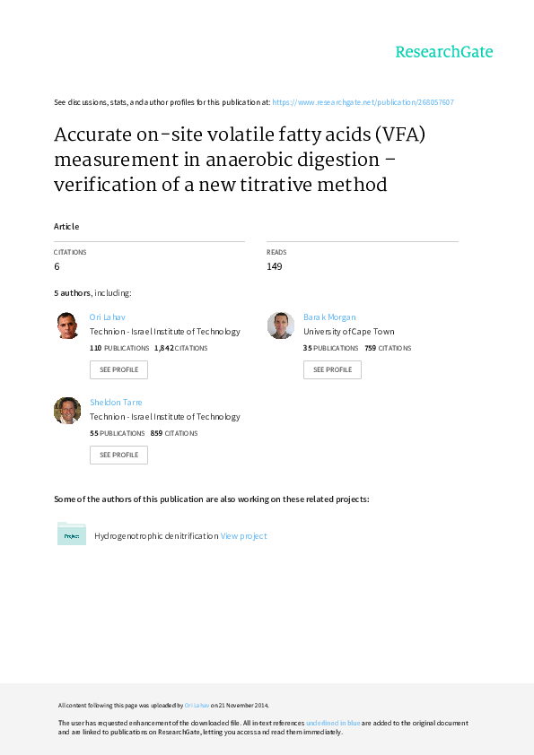 (PDF) Rapid, Simple, and Accurate Method for Measurement of VFA and ...