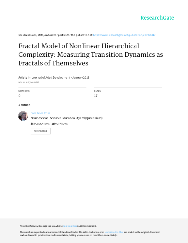 (PDF) Fractal model of nonlinear hierarchical complexity: Measuring transition dynamics as ...