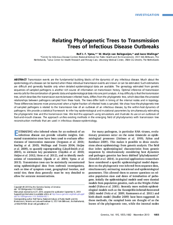 (PDF) Relating Phylogenetic Trees to Transmission Trees of Infectious ...
