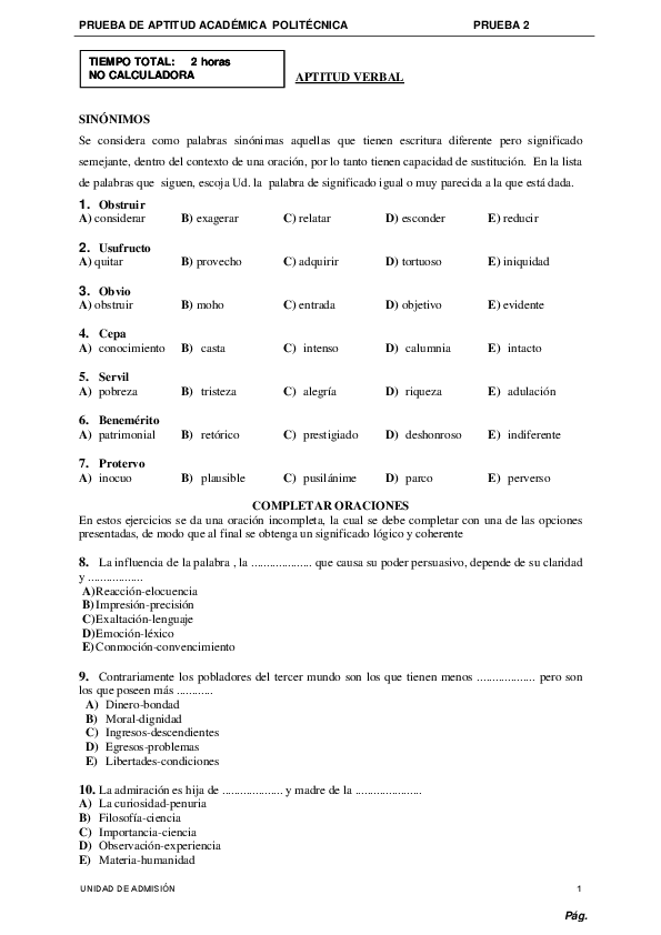 (PDF) PRUEBA DE APTITUD ACADÉMICA POLITÉCNICA PRUEBA 2 TIEMPO TOTAL: 2 ...
