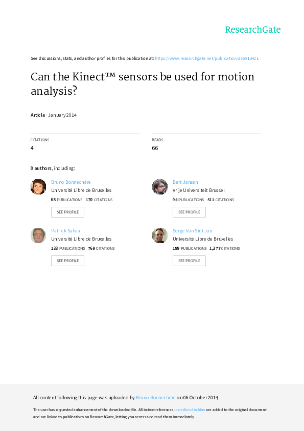 (PDF) Can the Kinect™ sensors be used for motion analysis?