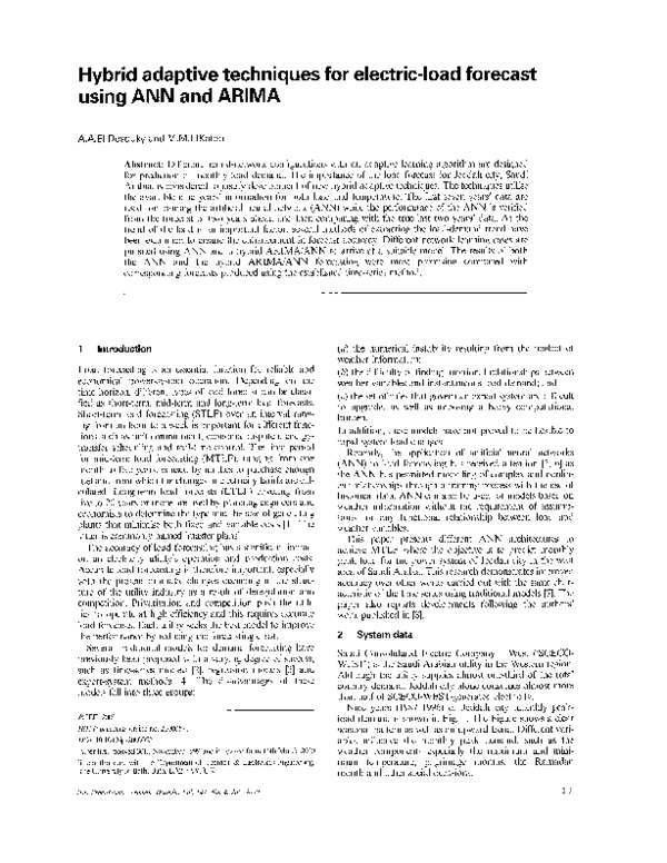 (PDF) Hybrid adaptive techniques for electric-load forecast using ANN and ARIMA