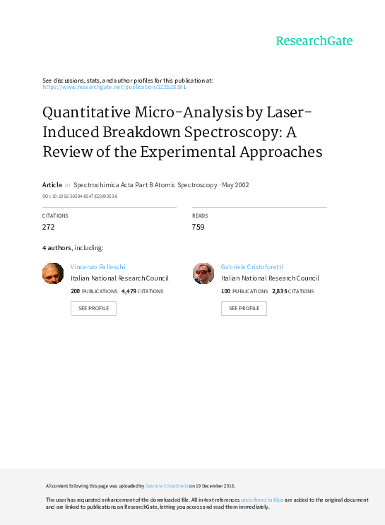 (PDF) Quantitative micro-analysis by laser-induced breakdown ...