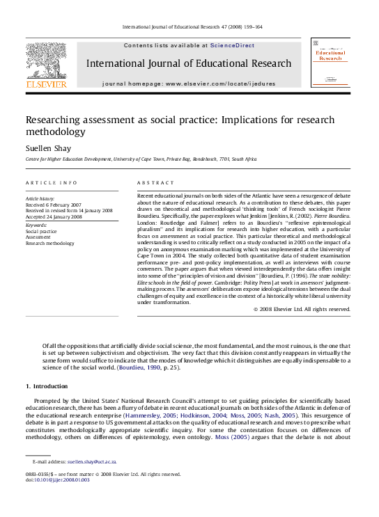 (PDF) Researching assessment as social practice: Implications for ...