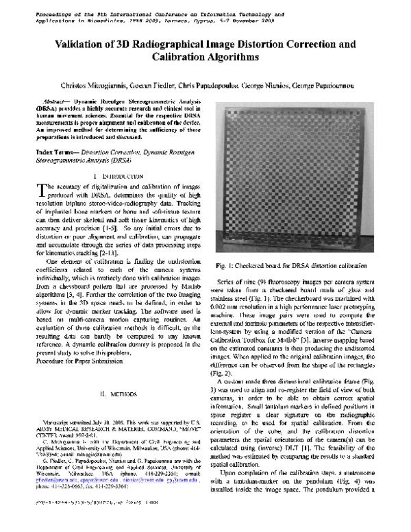 (PDF) Validation of 3D radiographical image distortion correction and calibration algorithms