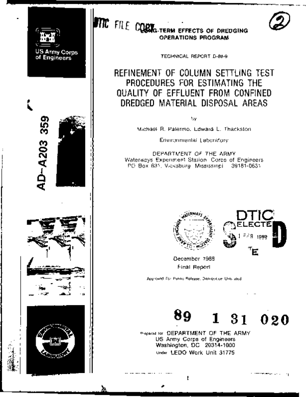 (PDF) Long-Term Effects of Dredging Operations Program: Refinement of ...