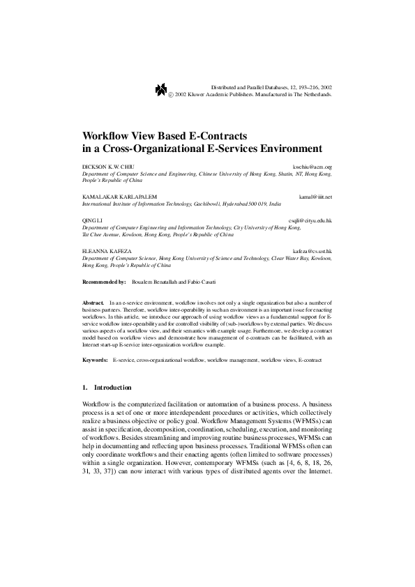 (PDF) Workflow view based e-contracts in a cross-organizational e ...