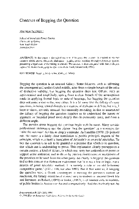 (PDF) Contexts of Begging the Question