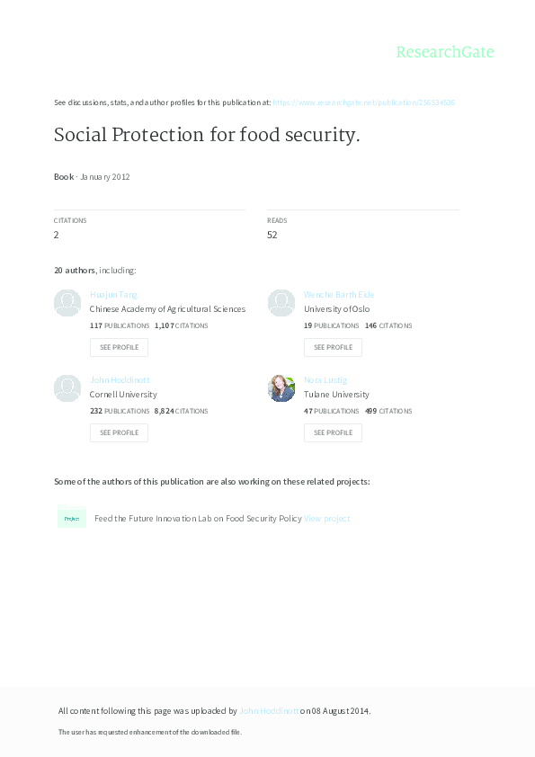 (PDF) Social Protection for food security