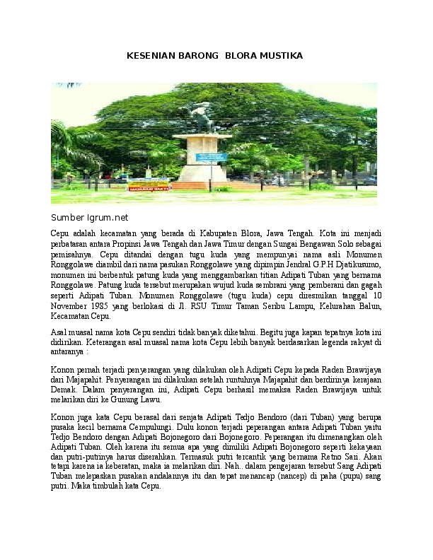 (DOC) kesenian barong blora mustika