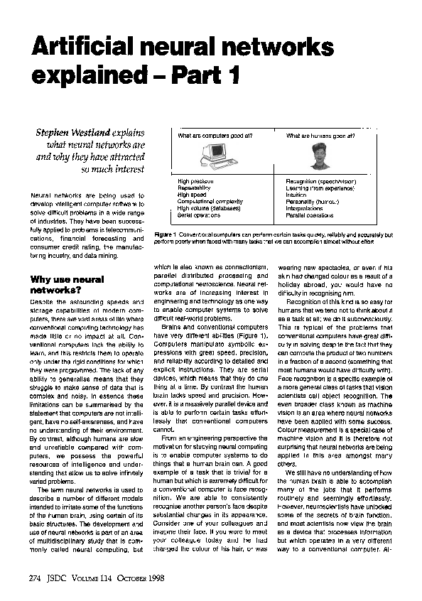 (PDF) Artificial neural networks explained‐Part 1