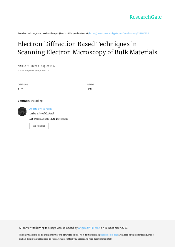 (PDF) Electron diffraction based techniques in scanning electron ...