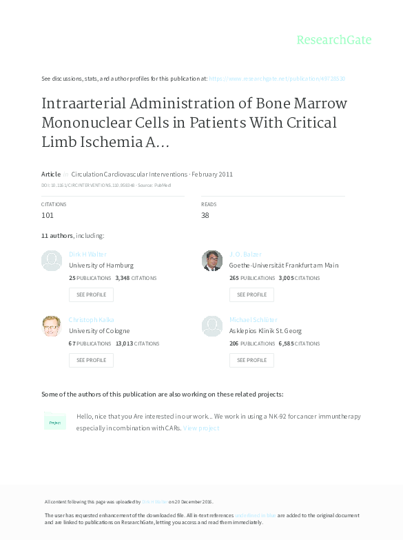 (PDF) Intraarterial administration of bone marrow mononuclear cells in ...
