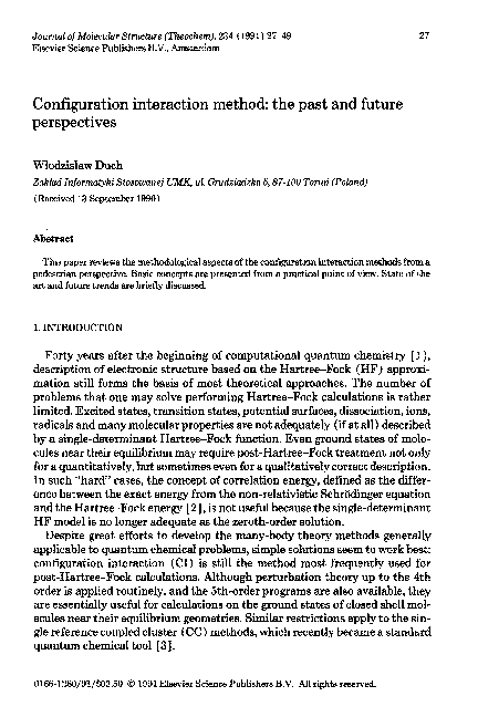 (PDF) Configuration interaction method: the past and future perspectives
