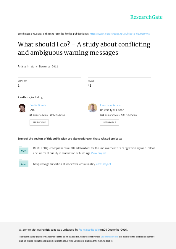 (PDF) What should I do? A study about conflicting and ambiguous warning ...