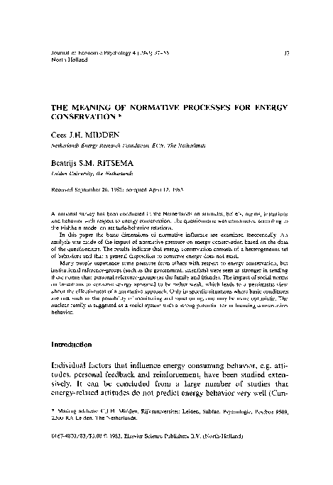 (PDF) The meaning of normative processes for energy conservation
