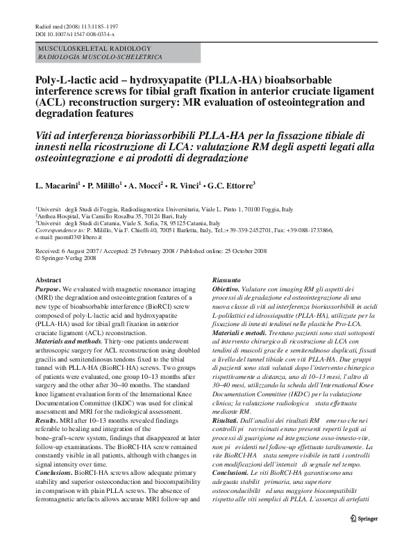 (PDF) Poly-L-lactic acid - hydroxyapatite (PLLA-HA) bioabsorbable ...