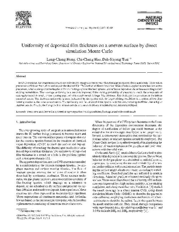 (PDF) Uniformity of deposited film thickness on a uneven surface by ...