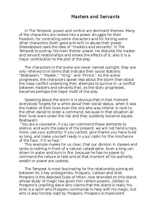 (DOC) "The Tempest" by William Shakespeare