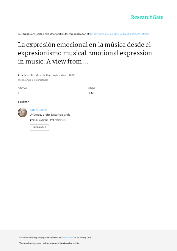 (PDF) La expresion emocional en la musica desde el expresionismo ...