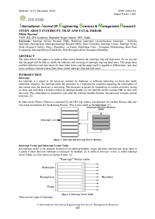 (PDF) STUDY ABOUT INTERRUPT, TRAP AND FATAL ERROR
