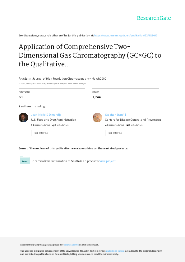 (PDF) Application of comprehensive two-dimensional gas chromatography ...