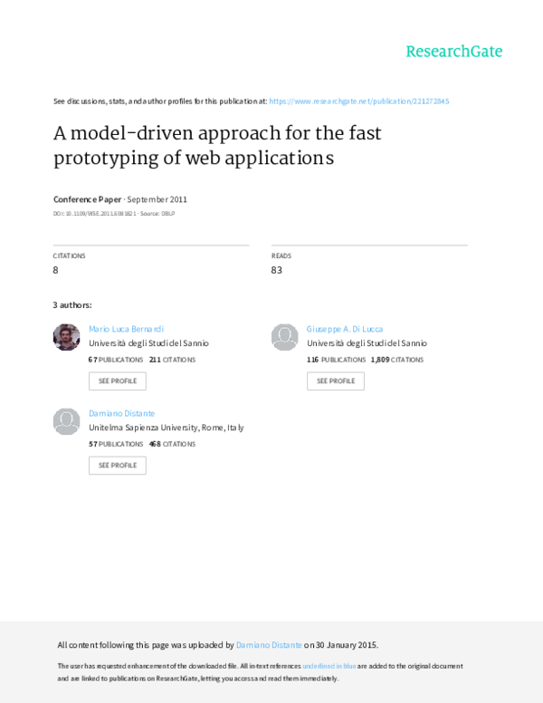 (PDF) A model-driven approach for the fast prototyping of web applications