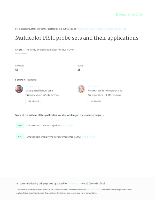 (PDF) Multicolor FISH probe sets and their applications | Anja Weise ...