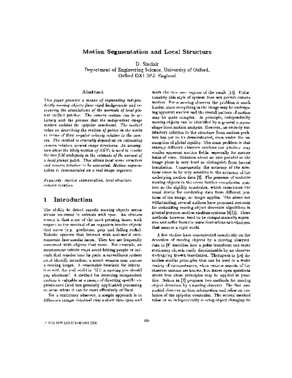(PDF) Motion segmentation and local structure