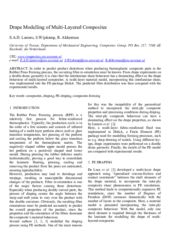 (PDF) Drape Modelling of Multi-Layered Composites