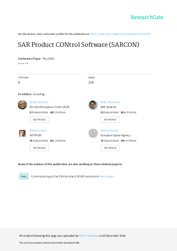 (PDF) SAR product control software (SARCON)