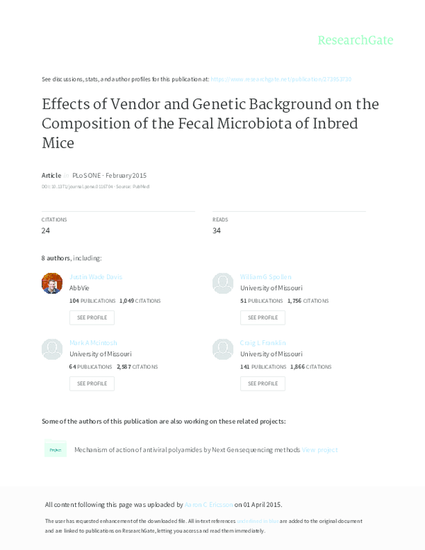 (PDF) Effects of Vendor and Genetic Background on the Composition of ...