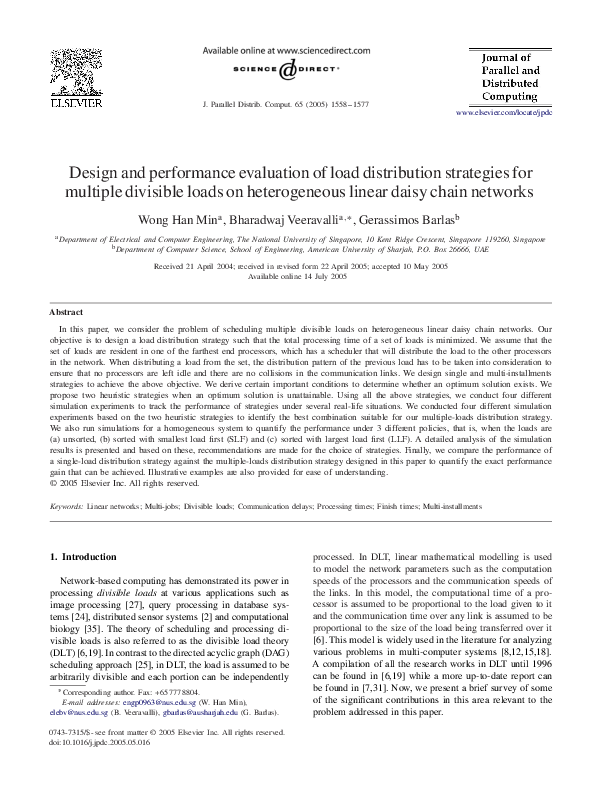 Pdf Design And Performance Evaluation Of Load Distribution Strategies