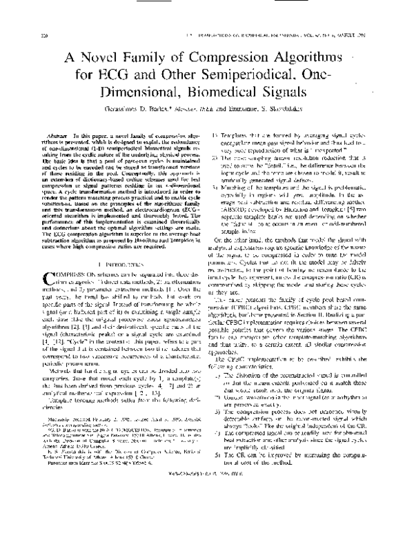 (PDF) A novel family of compression algorithms for ECG and other semiperiodical, one-dimensional ...